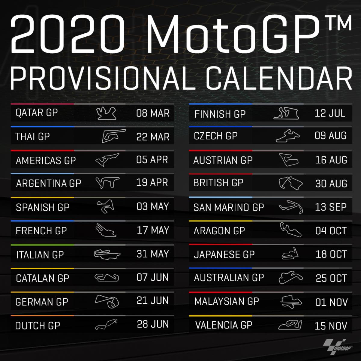 Kalender MotoGP 2020 - RTR Sports Marketing